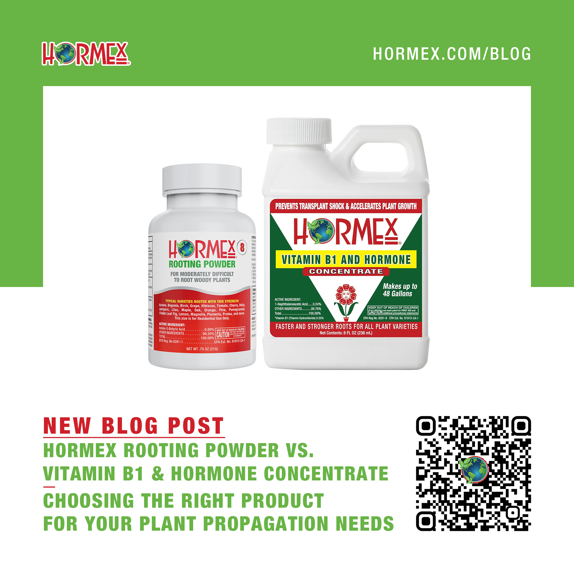 Hormex Rooting Powder vs. Vitamin B1 & Hormone Concentrate – HORMEX